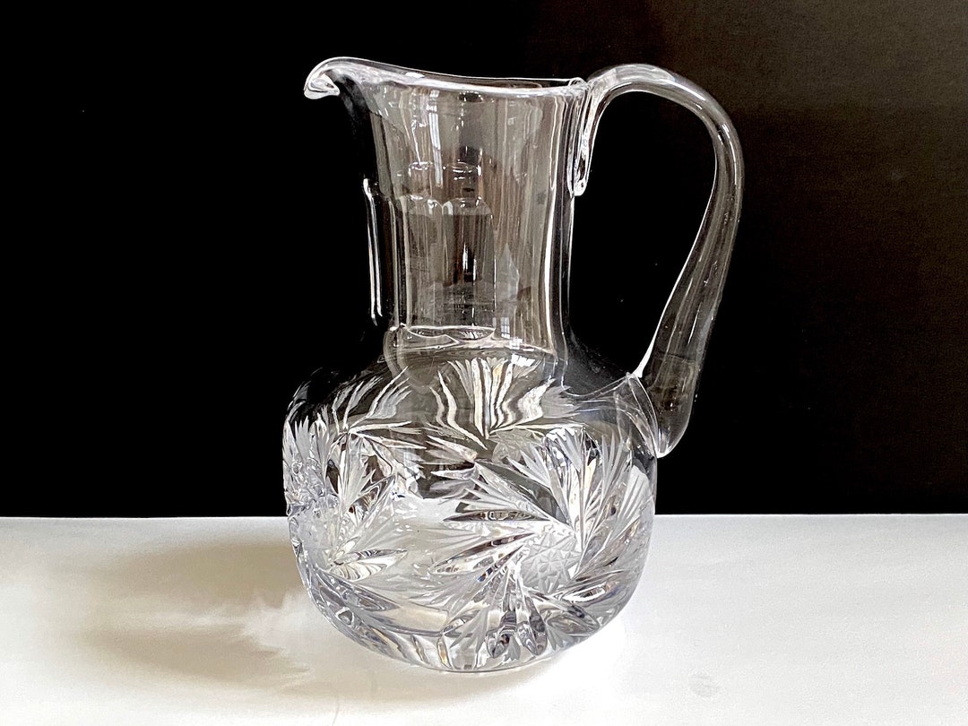 Large Crystal Pitcher Hobstar & Pinwheel Design 22 Oz - Etsy