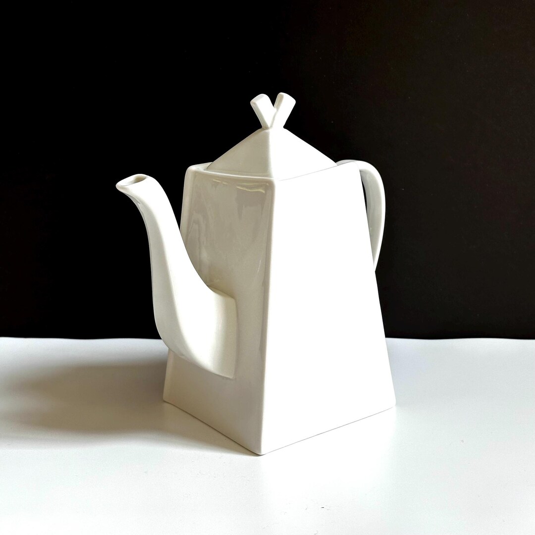 Sam & Squito by Xiahe Co, White Bone China Square Teapot W/ Lid, 3 Cup ...