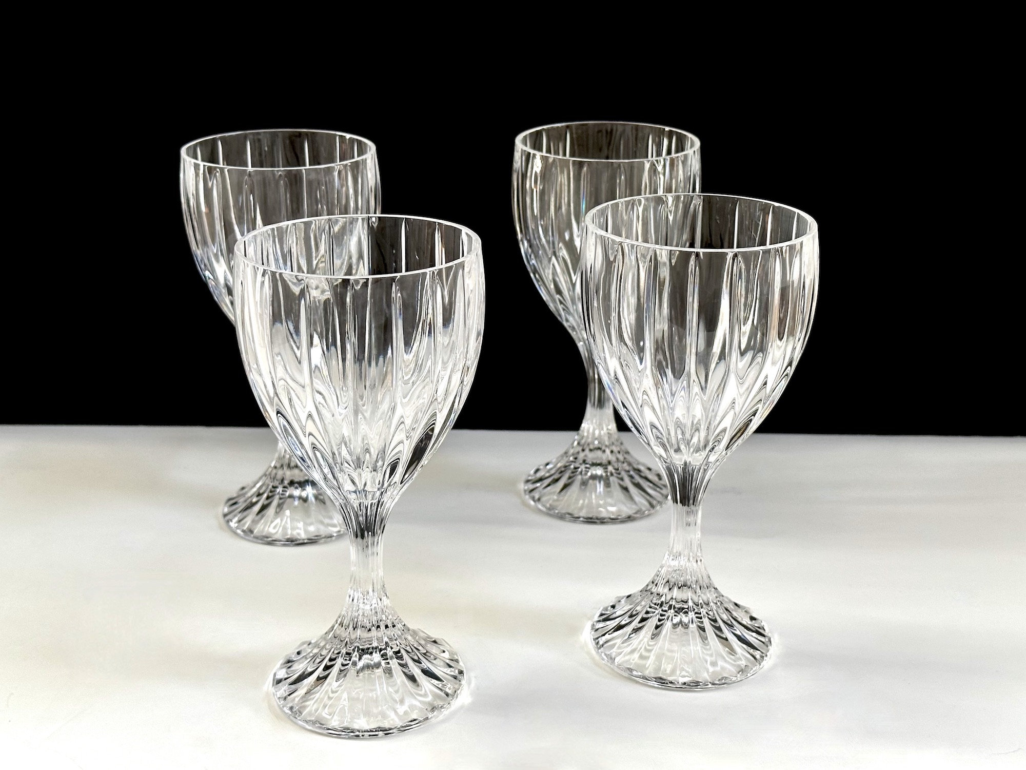 Mikasa Park Lane Water Goblets, Set of 4, Vertical Cuts & Textured Stem ...