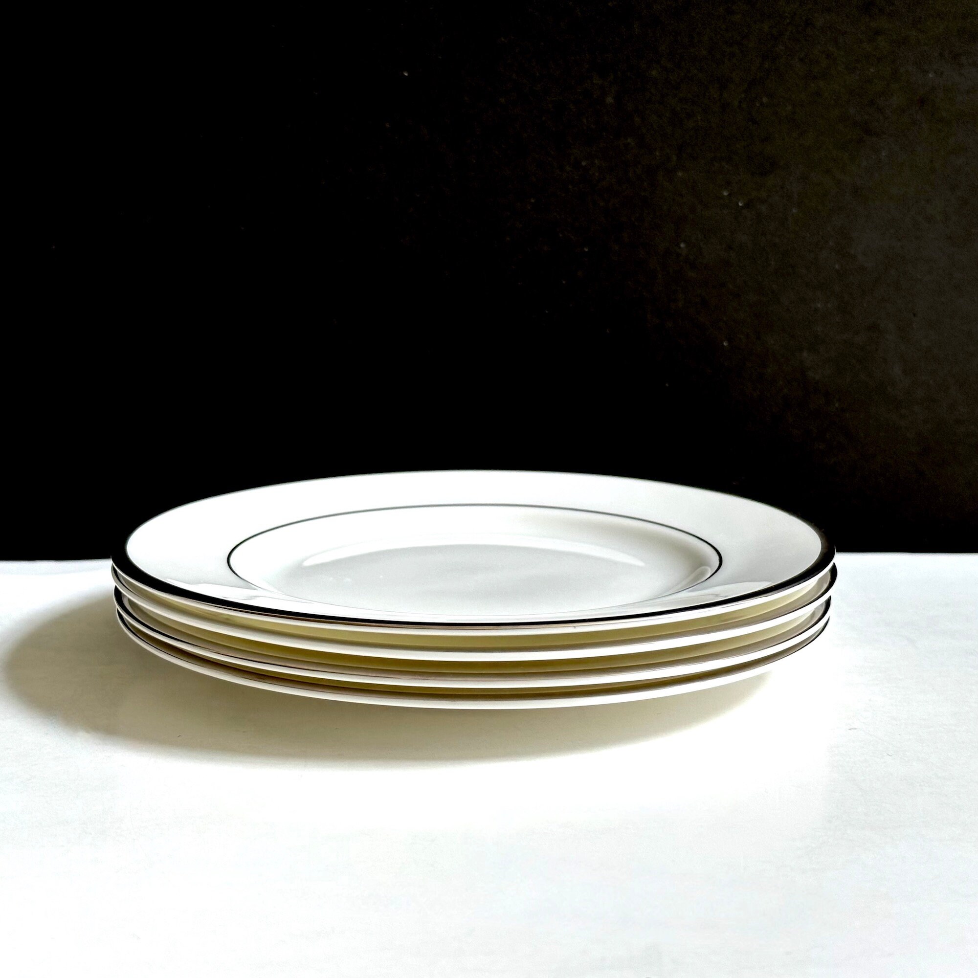 Royal Doulton Platinum Signet Bread Plates, Set of 4, White Bone China ...