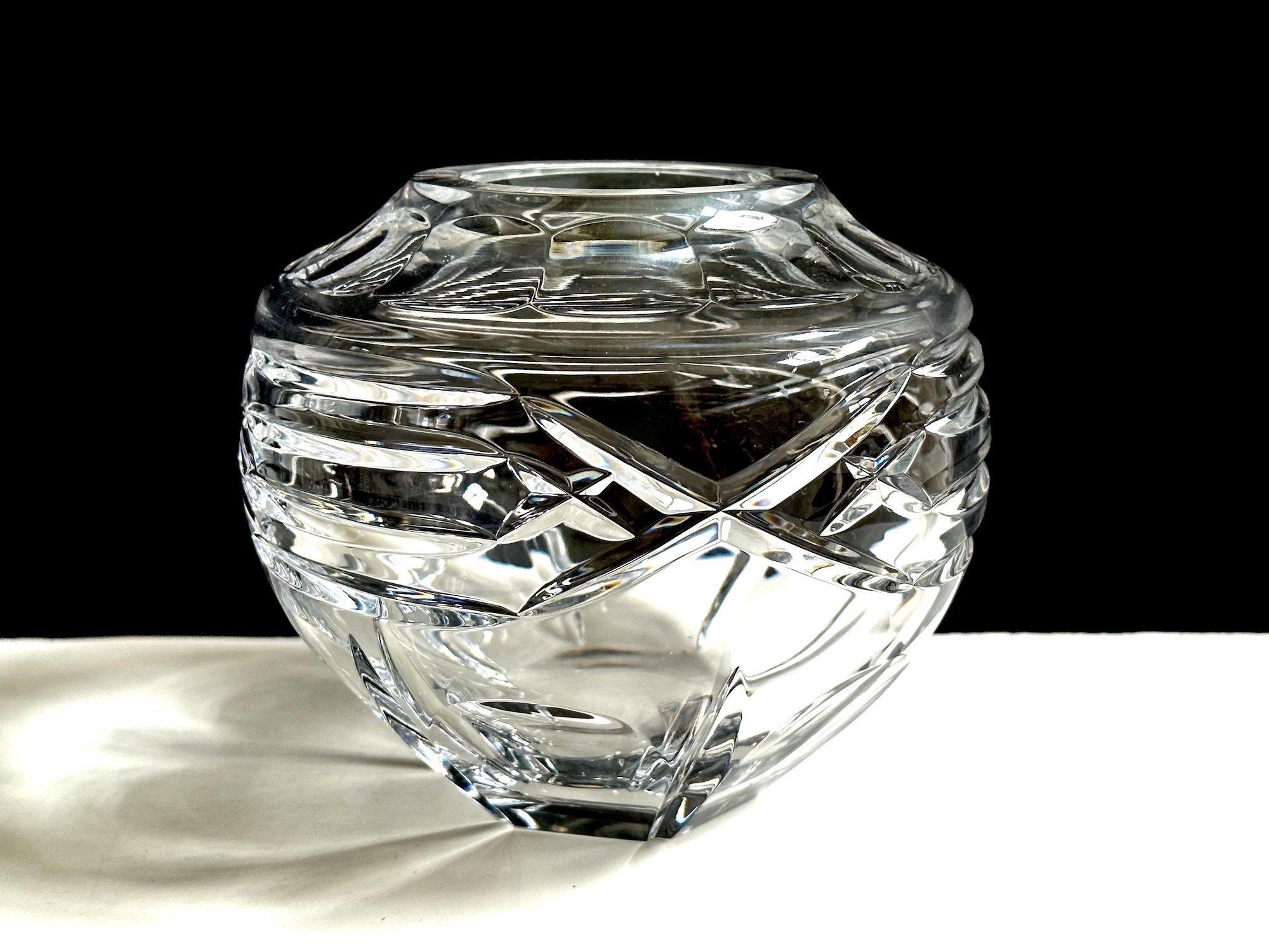 Rogaska Crystal Vase Bowl, Panels, Vertical & Horizontal Cuts, Hexagon ...