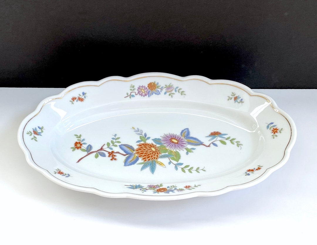 Wallace China 12" White Floral Oval Platter, Hutschenreuther Mandalay ...
