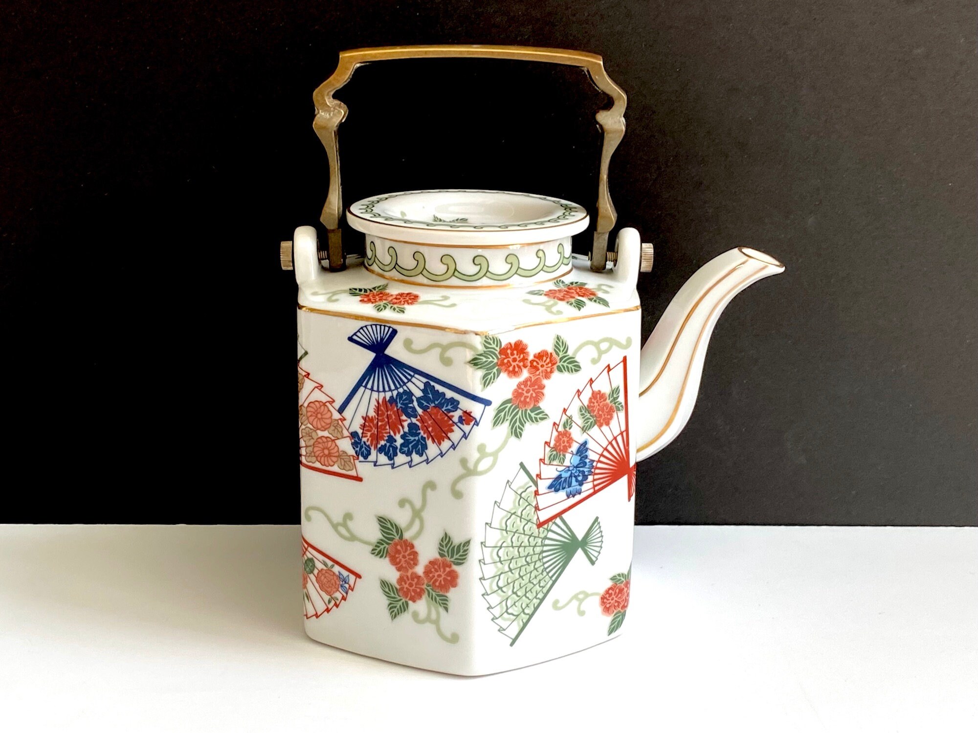 Sigma Mikado Teapot, 5 Cups, Blue Birds & Butterflies, Rust Flowers ...