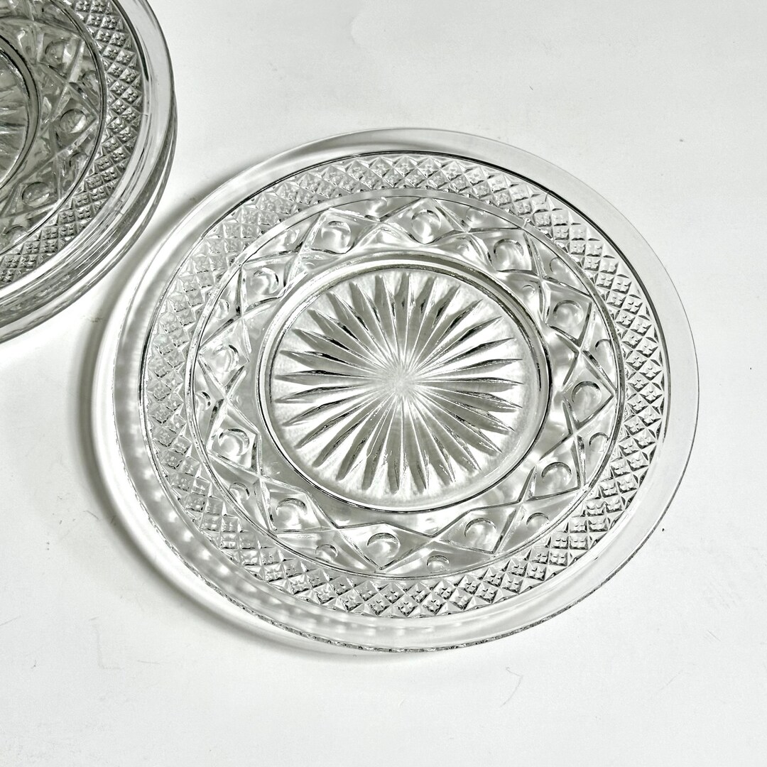 Set of 4 Glass Plates, Cape Cod Clear by Imperial Ohio, Bread & Butter ...