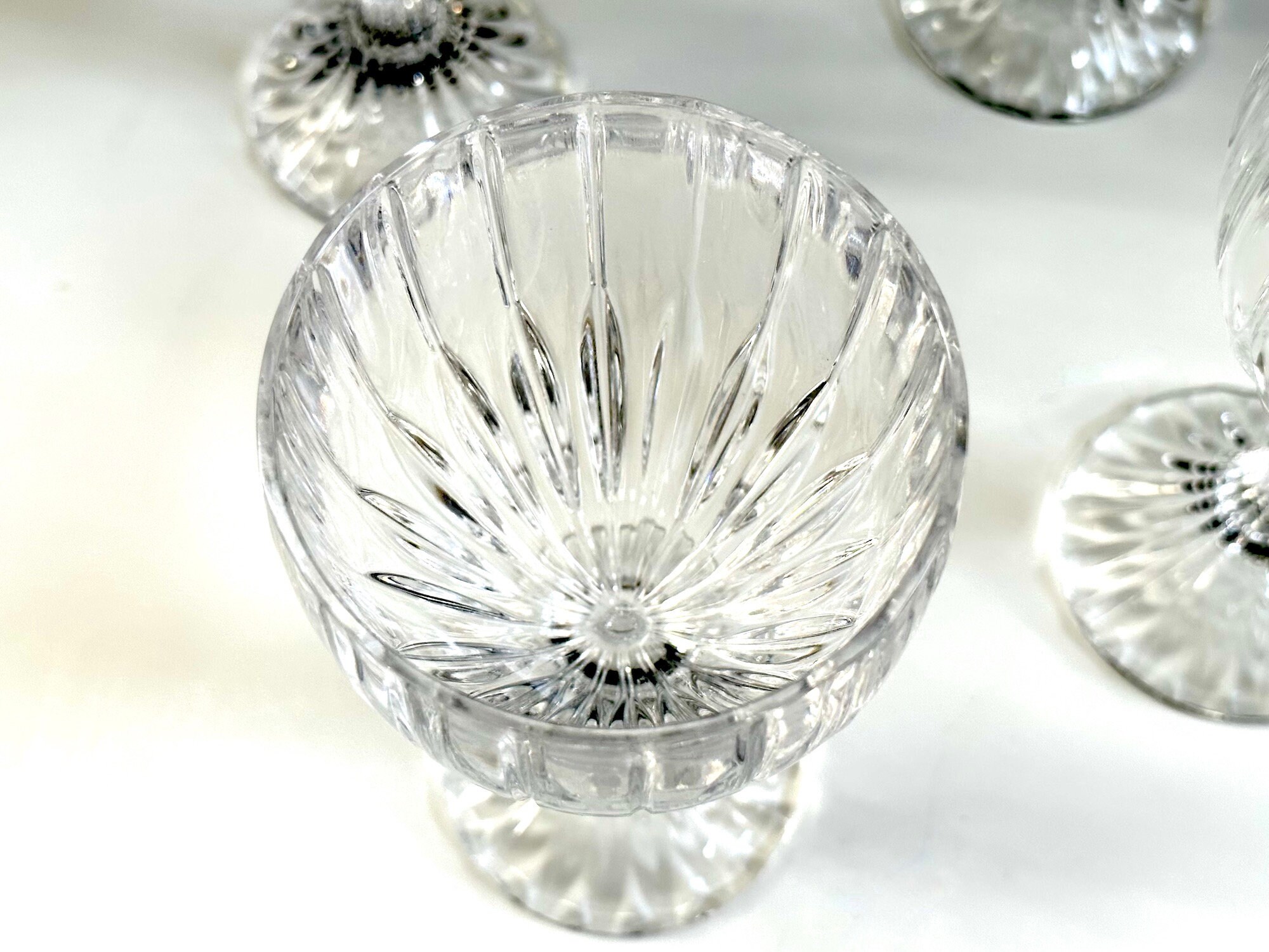 Mikasa Park Lane Water Goblets, Set of 4, Vertical Cuts & Textured Stem ...