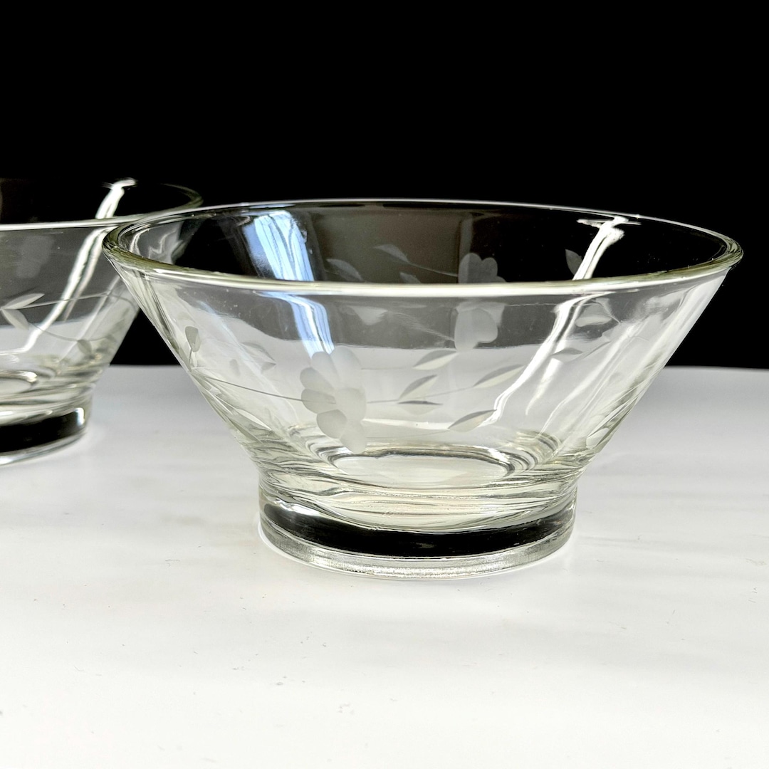 Gray Cut Floral Bowls, Crystal, Set of 2: Heritage by Princess House ...