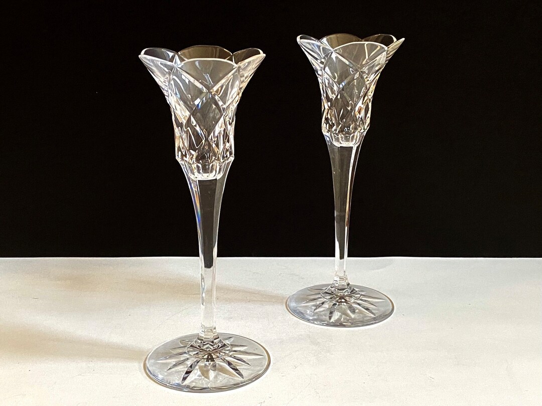 1990's Crystal Single Candleholders, Set of 2, Jubilee by Mikasa, Cut ...