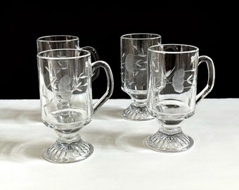 Set of 4 Irish Coffee Mugs, Vintage Princess House Crystal, Heritage ...