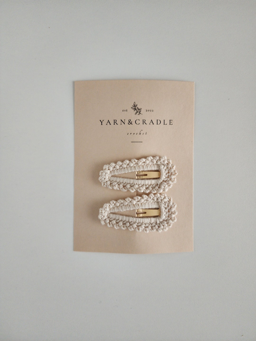 Dahlia Hair Clips Set of 2 Color Ivory Handmade Clips Crocheted Hair ...