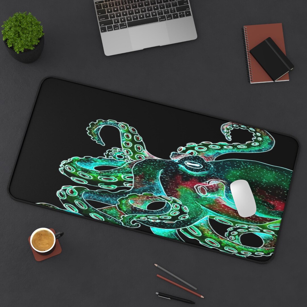 Octopus Desk Pad, Negative Design, Nautical Office Decor - Etsy