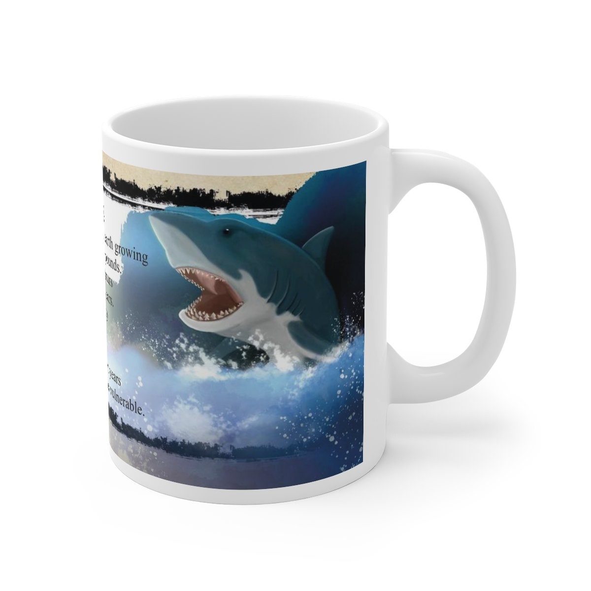 Great White Shark Fun Fact Ceramic Mug 11oz, Shark Gift, Great White ...