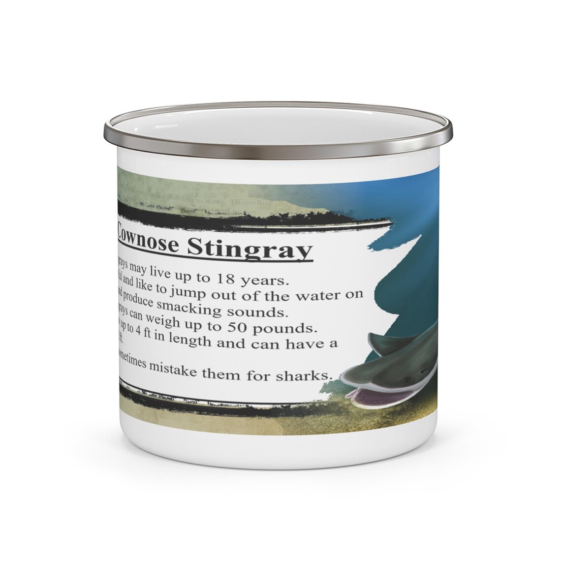 Cownose Stingray Enamel Campfire Mug, Fun Fact Adventure Mug - Etsy