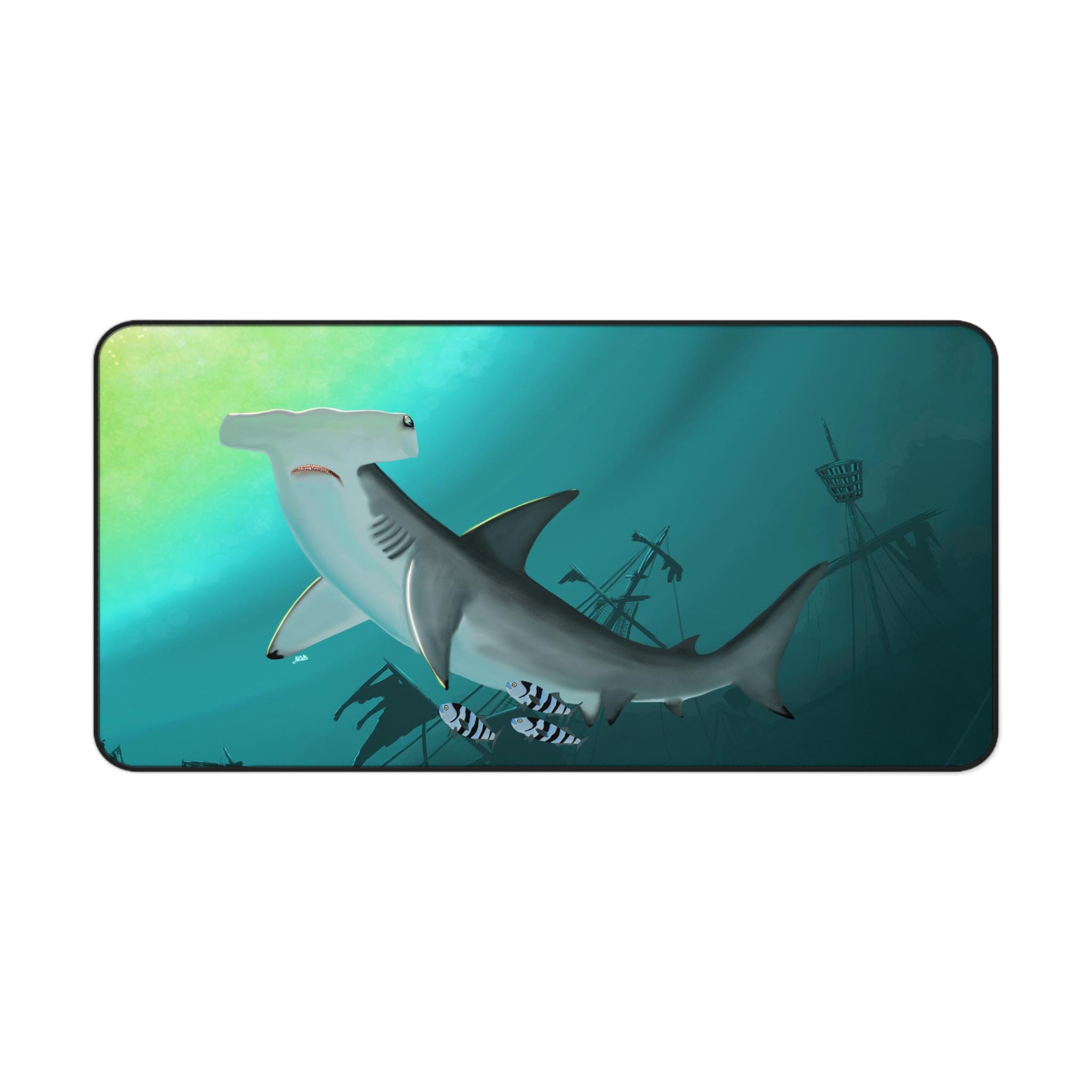 Hammerhead Shark Desk Mat, Ocean Life Mouse Pad, Underwater Table ...