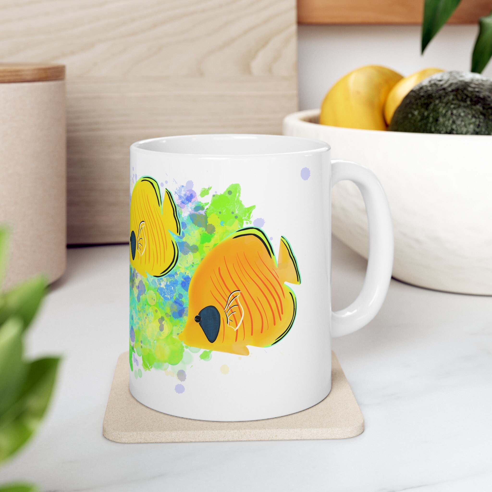 Colorful Abstract Blue-cheek Butterfly Fish Ceramic Mug 11oz ' - Etsy