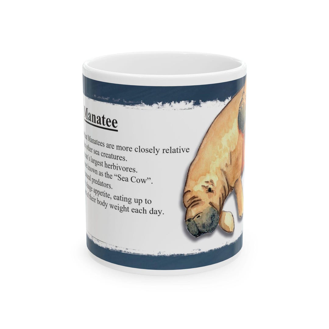 Manatee Fun Facts Ceramic Mug, Manatee Lover Gift, Sea Animal Coffee ...