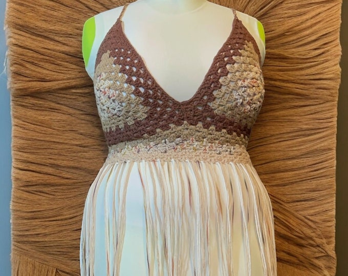 Made To Order Handmade Crochet Granny Square Crop Top Custom Boho Chic