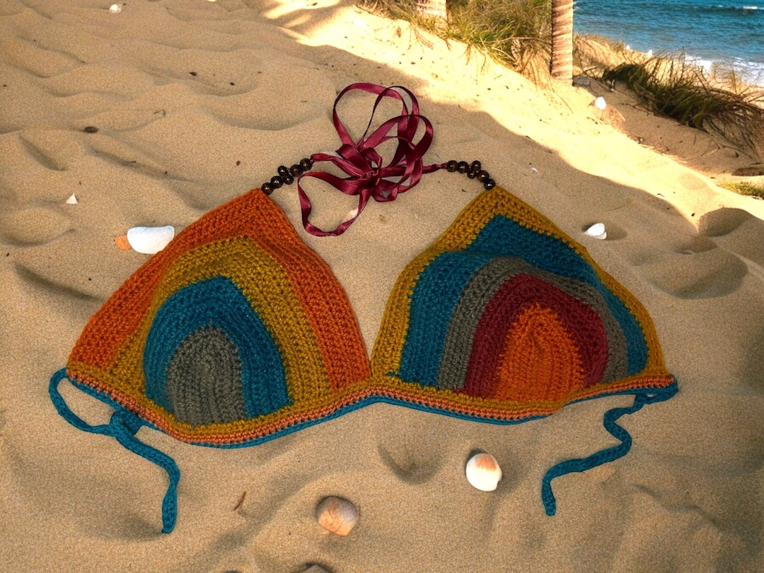 Beaded Bikini Boo Handmade Crochet Bikini Top, Boho D-DD Cup Sizes 30 ...