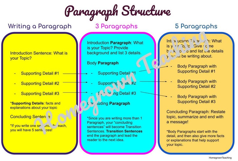 Paragraph Structure Poster / Printout - Etsy