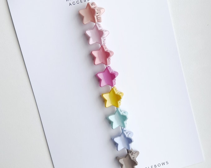 Mini Claw Star Clips Pastel Summer Colours Toddler Hair Fringe 8 Clips ...