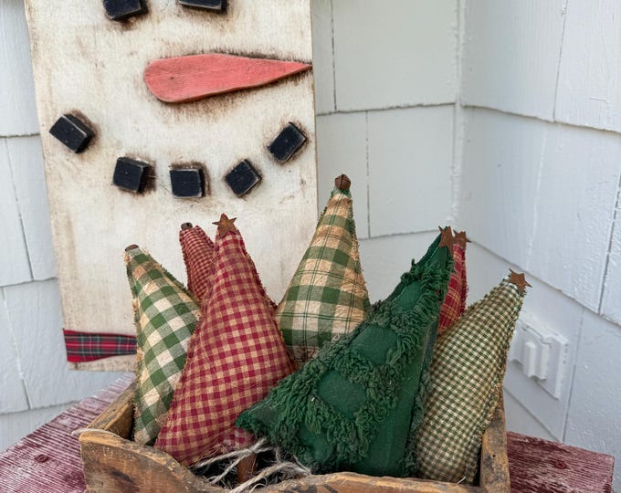 Primitive Fabric Stuffed Christmas Tree Bowl Fillers-( 7 Pc Set) - Etsy