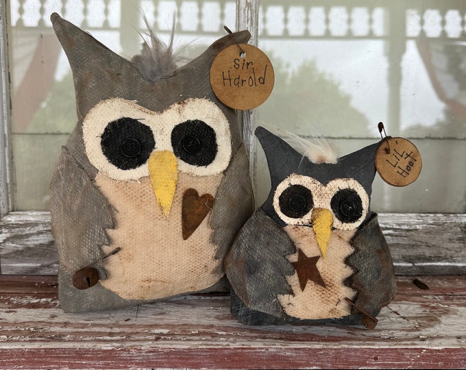 Primitive Grungy Cute Owl Set - Etsy