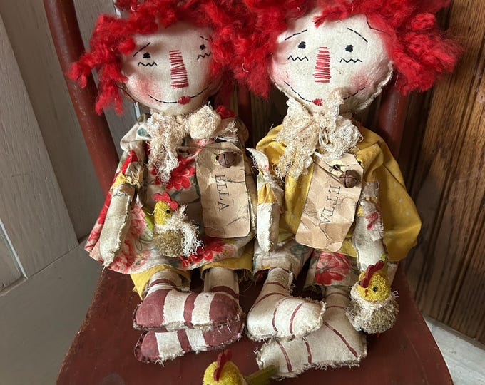 Primitive Annie Doll Set (2 Dolls)-etta & Ella and Their Chickies - Etsy