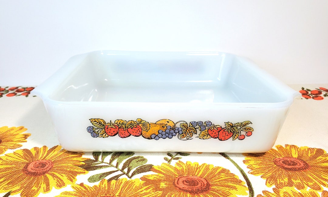 Vintage Fire-king Anchor Hocking Milk Glass Brownie Pan Casserole Dish ...
