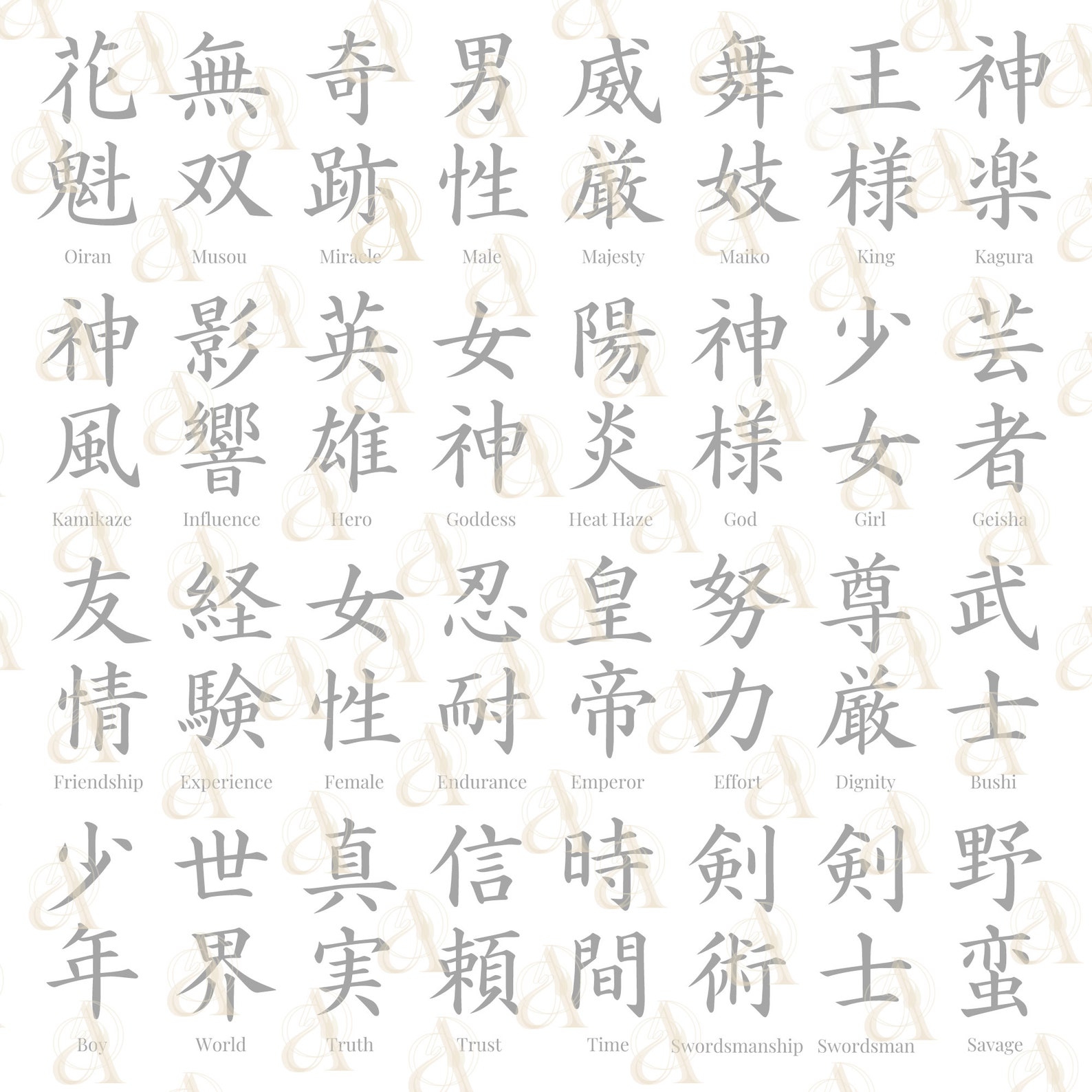 Japanese Word SVG Bundle, Ninja Kanji Symbols PNG, King Kanji ...