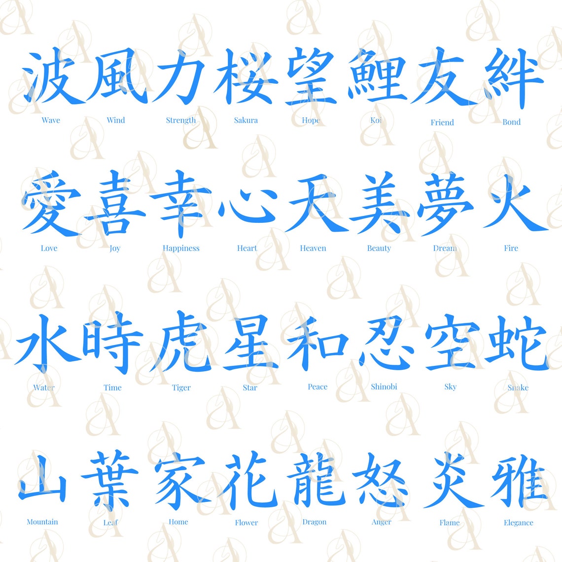 Japanese Word SVG Bundle Believe Kanji Symbols PNG Courage - Etsy