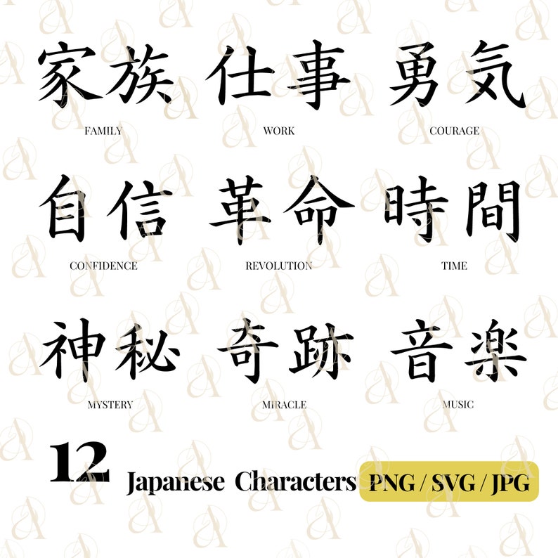 Japanese Word SVG Bundle, Kanji Symbols Svg,jpg, PNG, Miracle Kanji ...