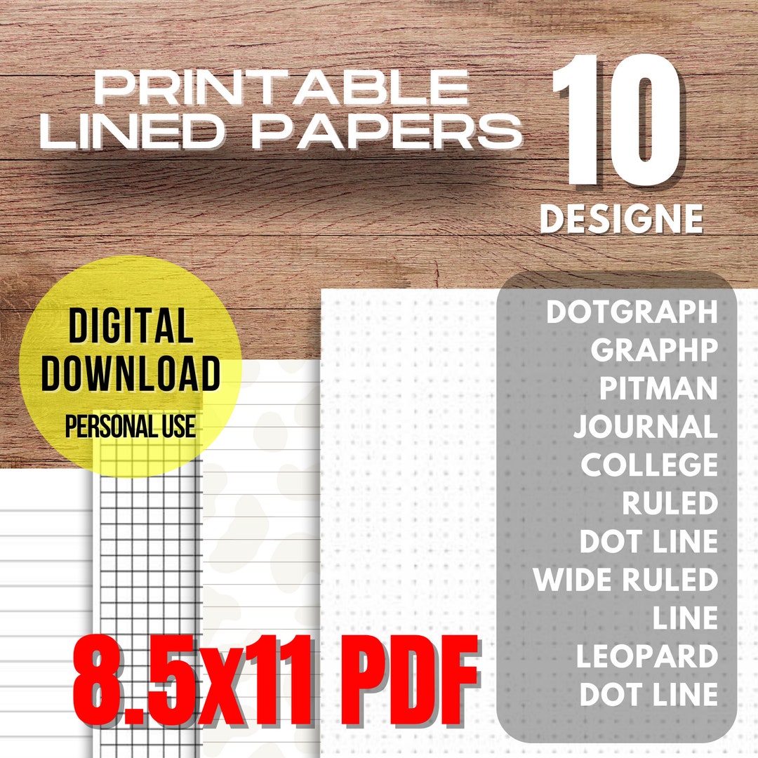 Printable Lined Pages PDF Bundle : Lined Paper, Wide Rule Paper ...