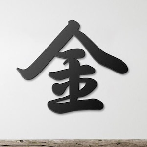 Metal Japanese Art, Gold Kanji Sign for Money, 3D Wall Art, Japanese ...