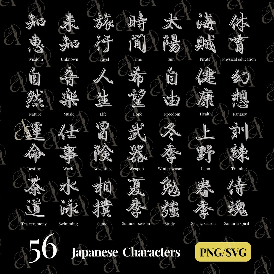 Japanese Word SVG Bundle, Samurai Spirit Japanese Calligraphy, Tokyo ...