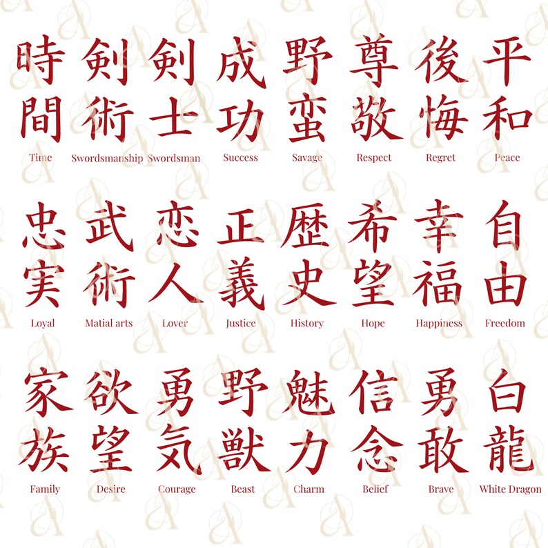 Japanese Word SVG Bundle Respect Kanji Symbols PNG Life - Etsy