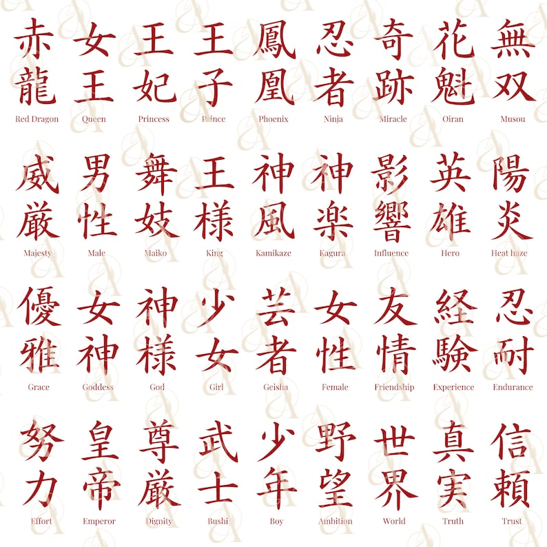 Japanese Word SVG Bundle, Respect Kanji Symbols PNG, Life Kanji ...