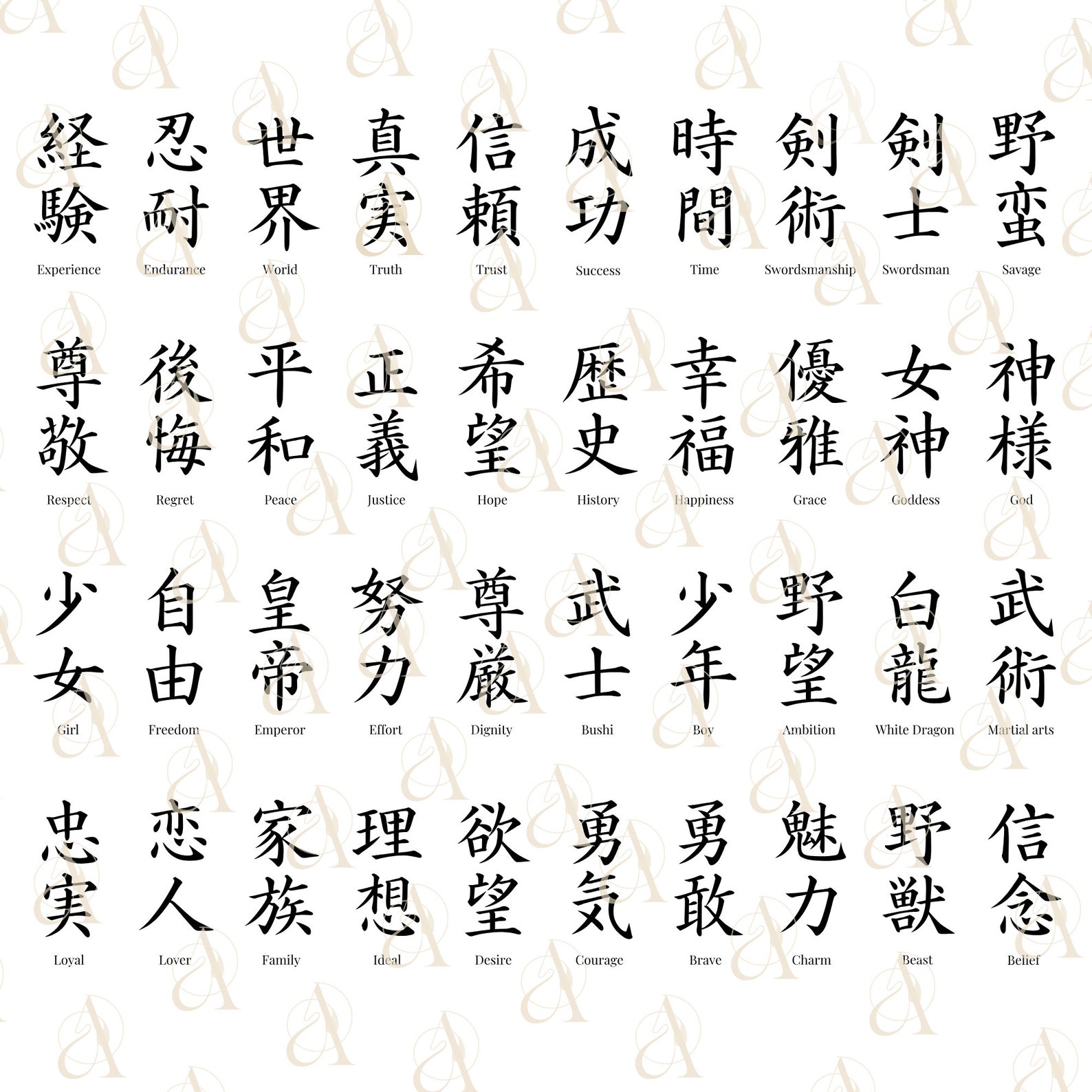 Japanese Word SVG Bundle, Respect Kanji Symbols PNG, Japan Kanji ...