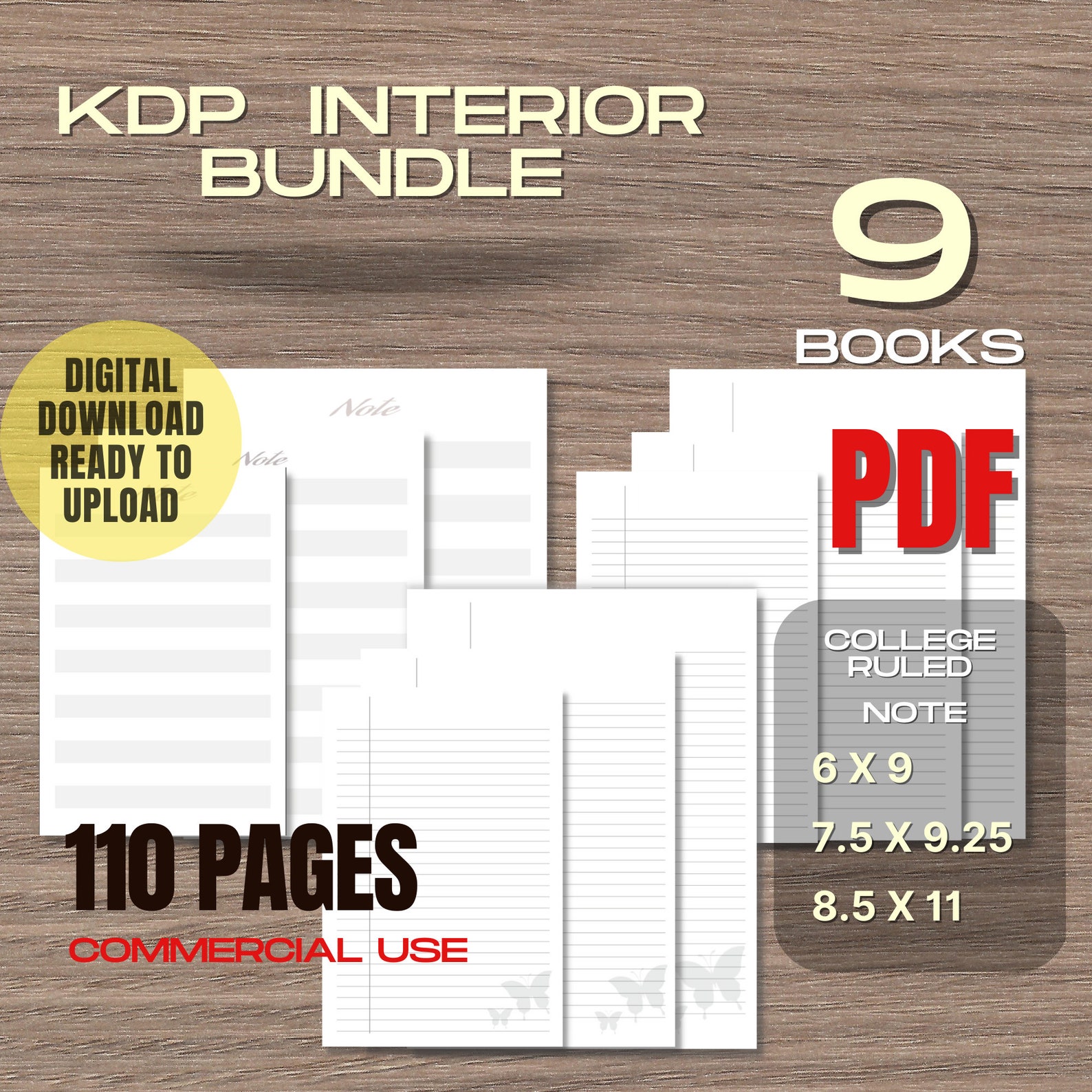9 Amazon KDP Interiors Bundle Templates for Journal & Notebook, 3 ...