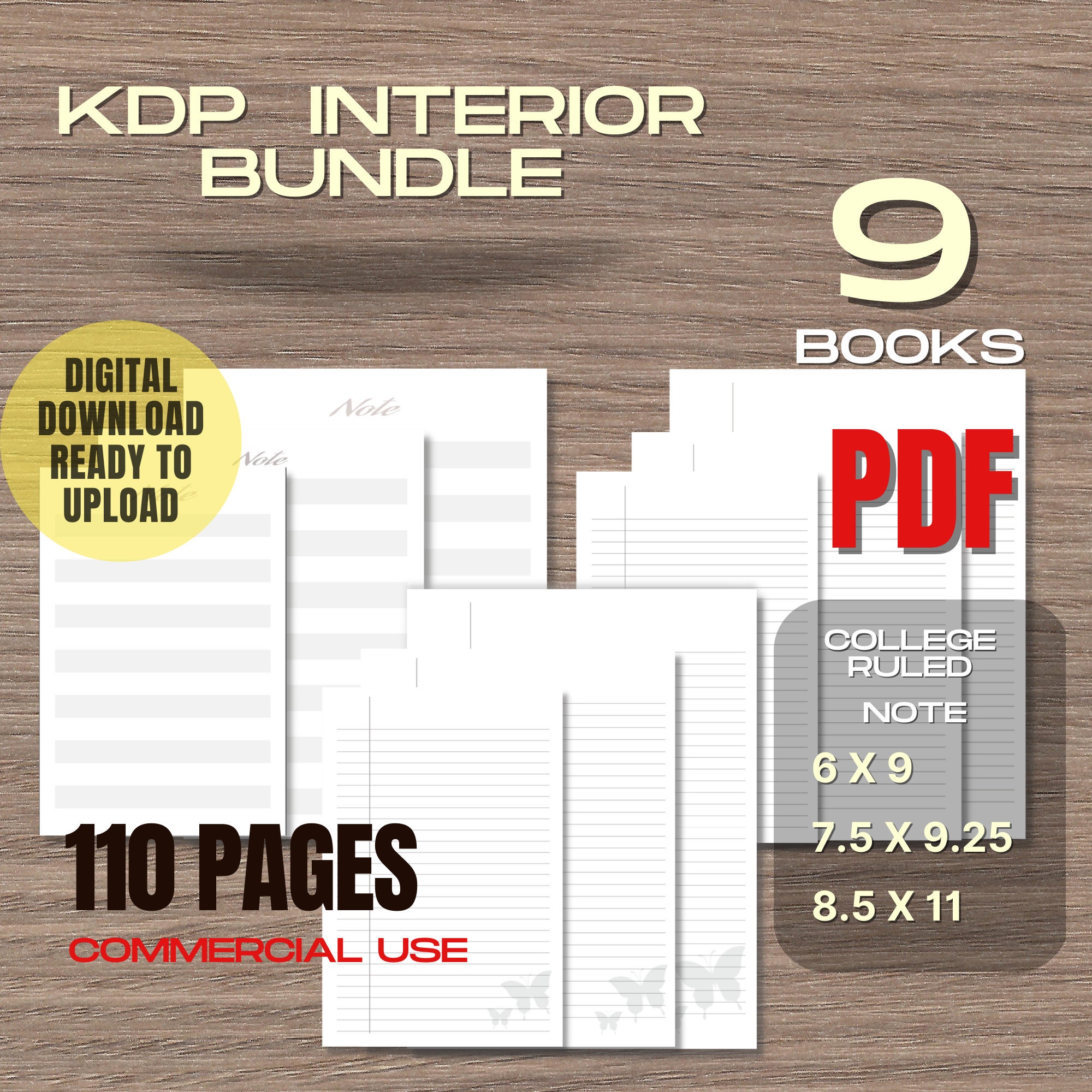 9 Amazon KDP Interiors Bundle Templates for Journal & Notebook, 3 ...