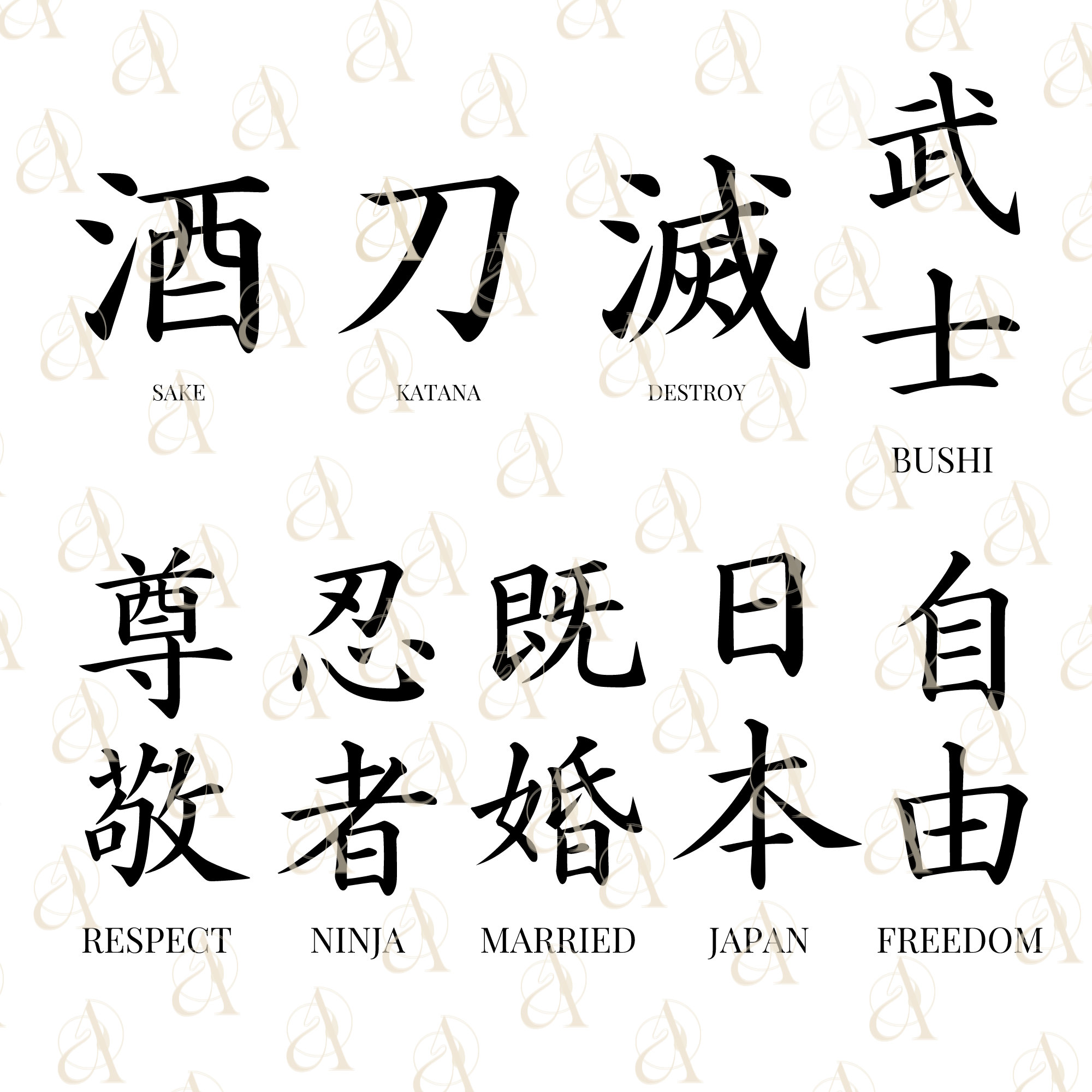 Japanese Word SVG Bundle Sakura Japanese Characters Samurai - Etsy Canada