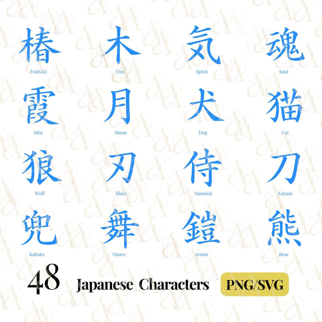 Japanese Word SVG Bundle, Soul Kanji Symbols PNG, Moon Kanji Characters ...