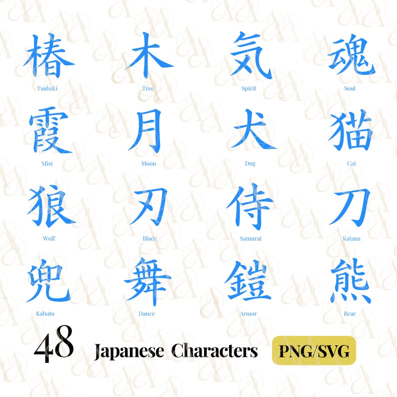 Japanese Word SVG Bundle, Soul Kanji Symbols PNG, Moon Kanji Characters ...