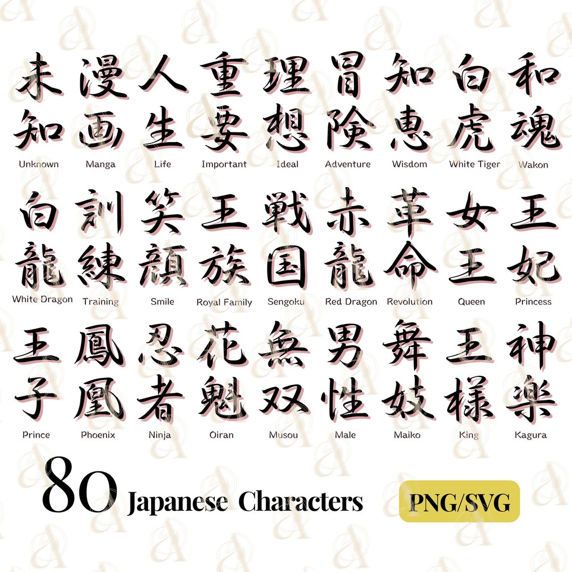 Japanese Word SVG Bundle Japan Kanji Symbols PNG Manga Kanji - Etsy
