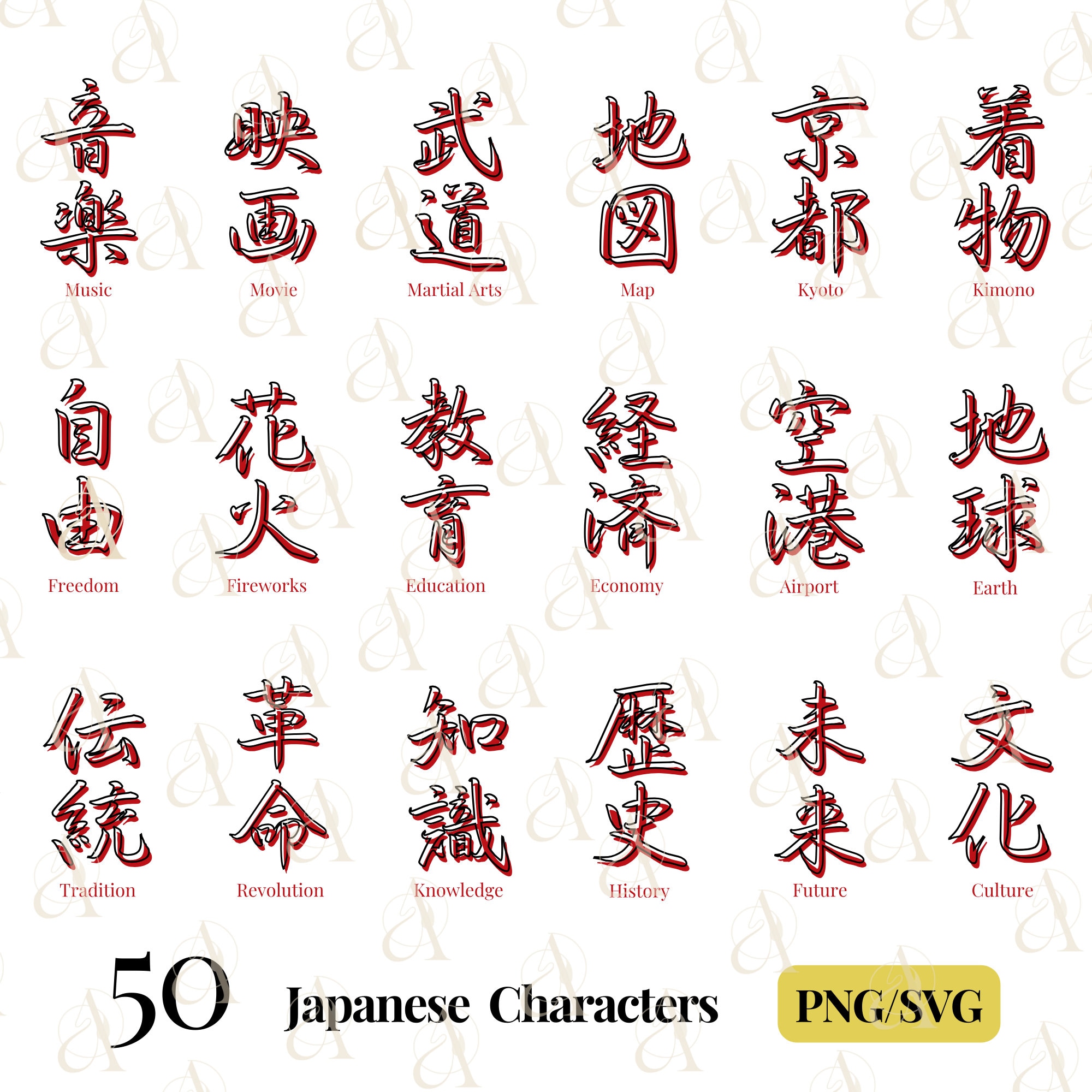 Japanese Word SVG Bundle, Future Japanese Calligraphy, Tokyo Kanji PNG ...