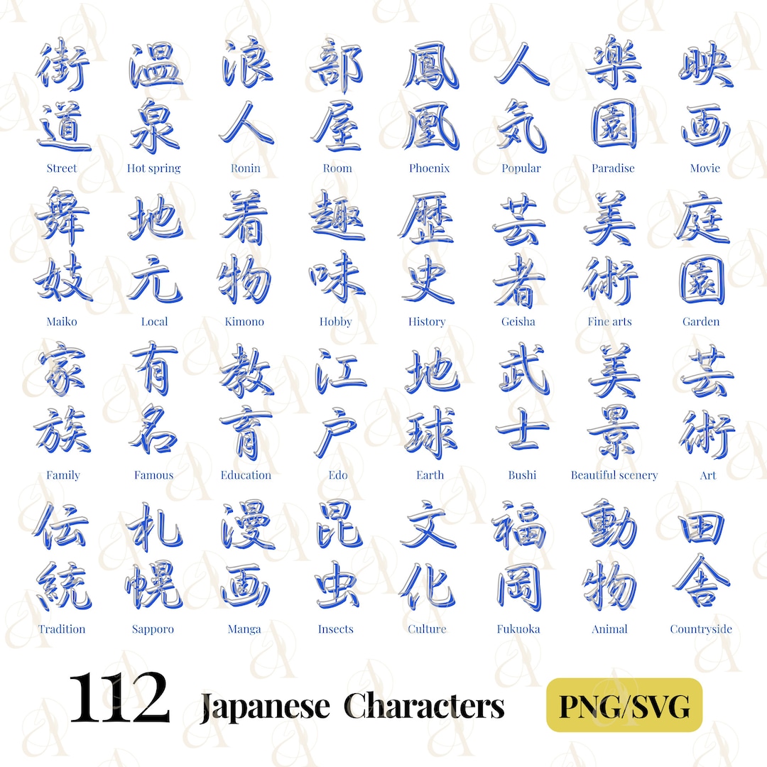 Japanese Word SVG Bundle, Manga Japanese Calligraphy, History Kanji PNG ...