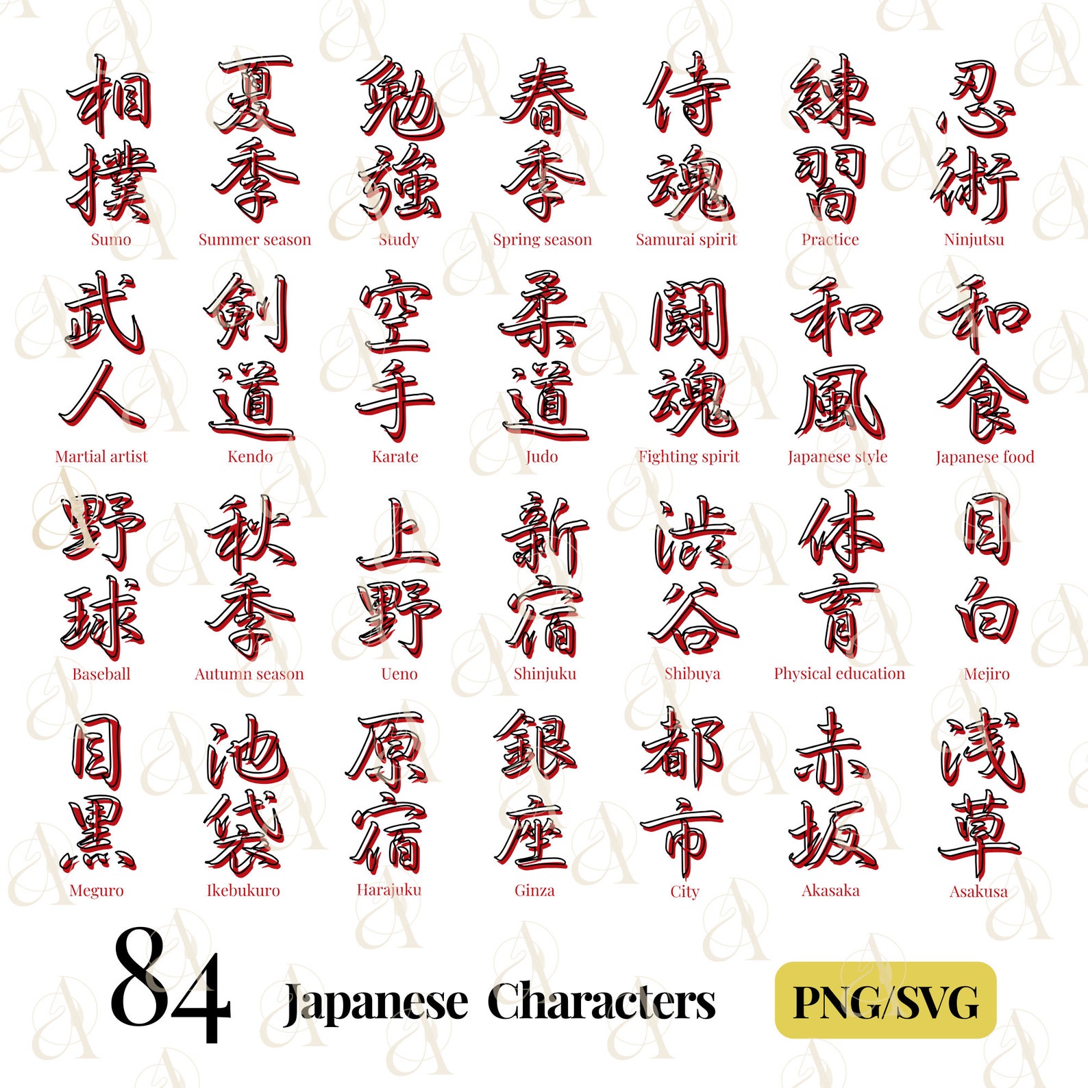 Japanese Word SVG Bundle, City Japanese Calligraphy, Tokyo Kanji PNG ...