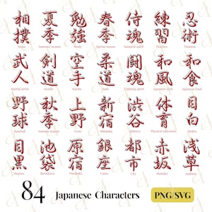 Japanese Word SVG Bundle, City Japanese Calligraphy, Tokyo Kanji PNG ...