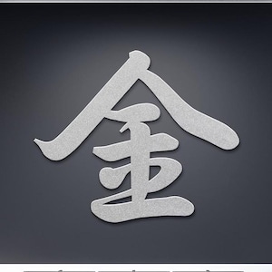 Metal Japanese Art, Gold Kanji Sign for Money, 3D Wall Art, Japanese ...