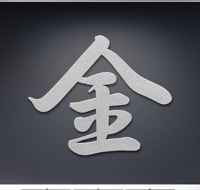 Metal Japanese Art, Gold Kanji Sign for Money, 3D Wall Art, Japanese ...