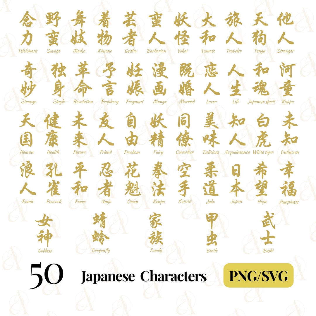 Japanese Word SVG Bundle, Manga Japanese Calligraphy, Family Kanji PNG ...