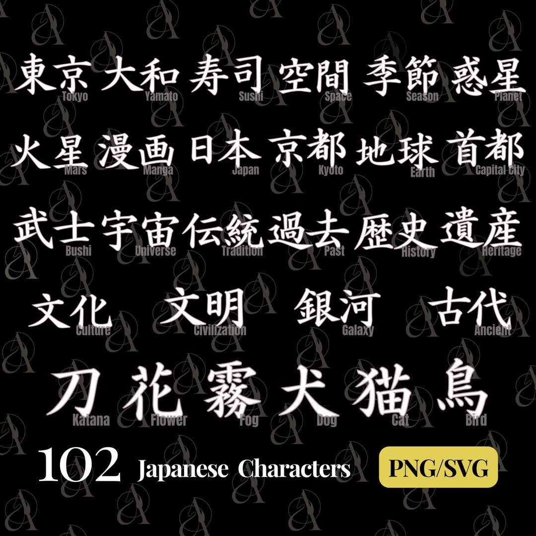 Japanese Word SVG Bundle, Ninja Japanese SVG, Tokyo Kanji PNG, Japan ...